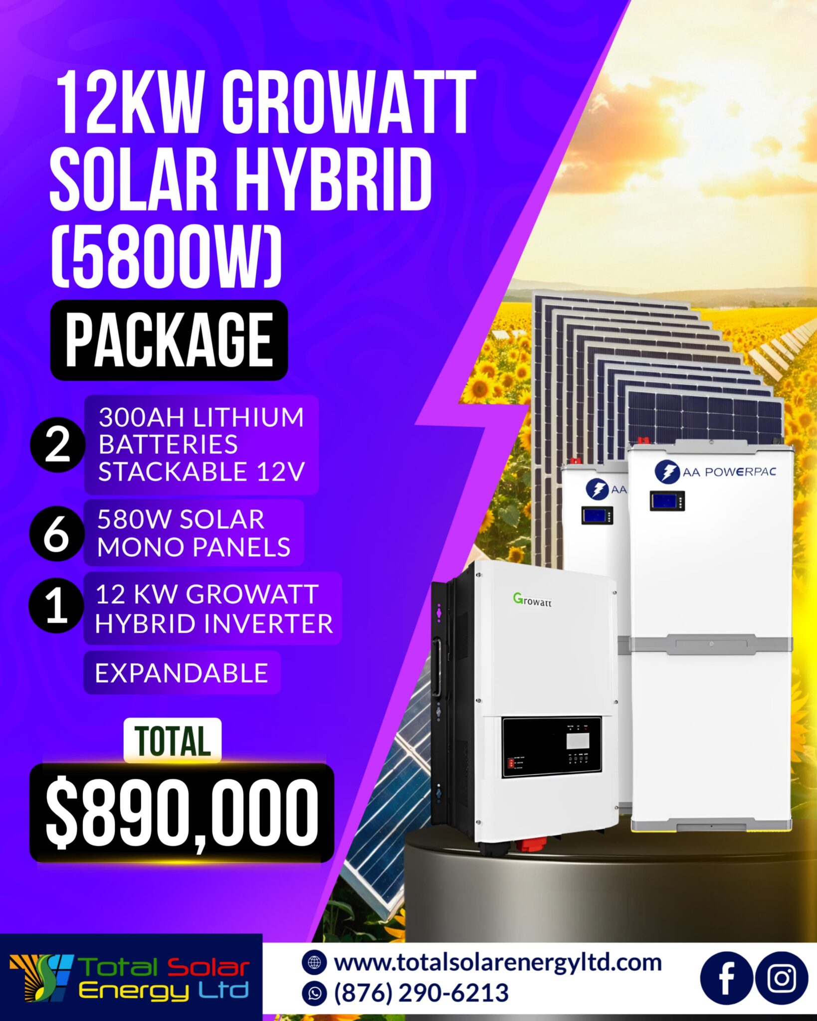 12KW Growatt Hybrid (5800W) Package – Total Solar Energy Ltd